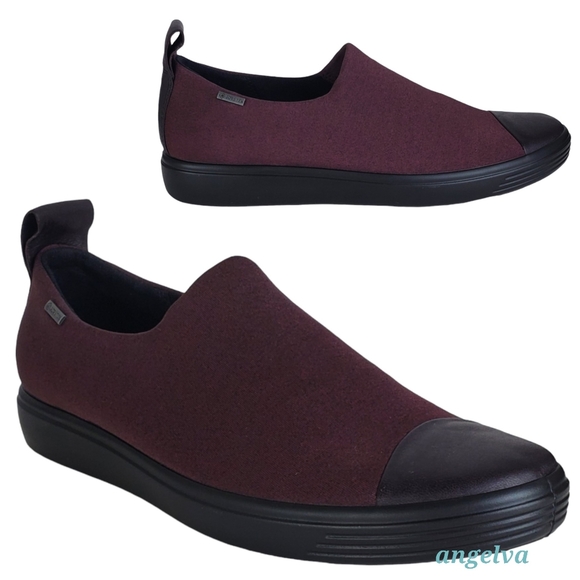 Ecco | Shoes | New Ecco The Soft 7 Gore Tex Waterproofslip On Sneakers Burgundy Extra Width ...